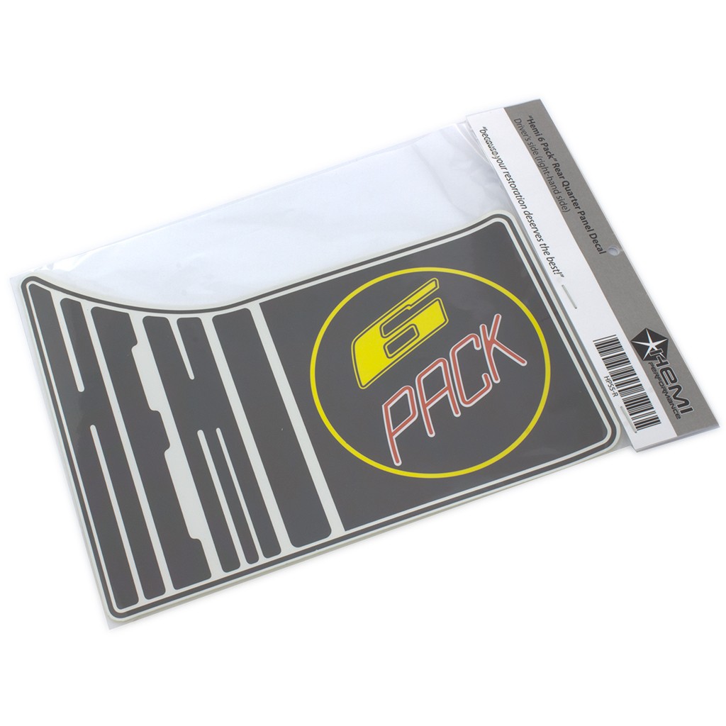 Reproduction "Hemi 6 Pack" Rear Quarter Panel Decal (right hand ...