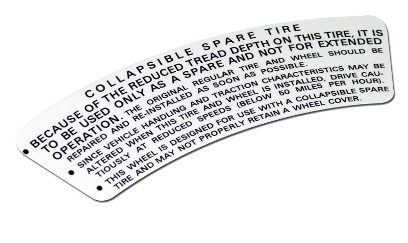 Collapsible Spare Tire Decal : 1970-71 (Dodge & Plymouth) - RESTORATION ...