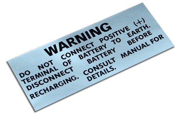 "Battery Warning" Inner Guard Decal (digital print) - Hemi Performance