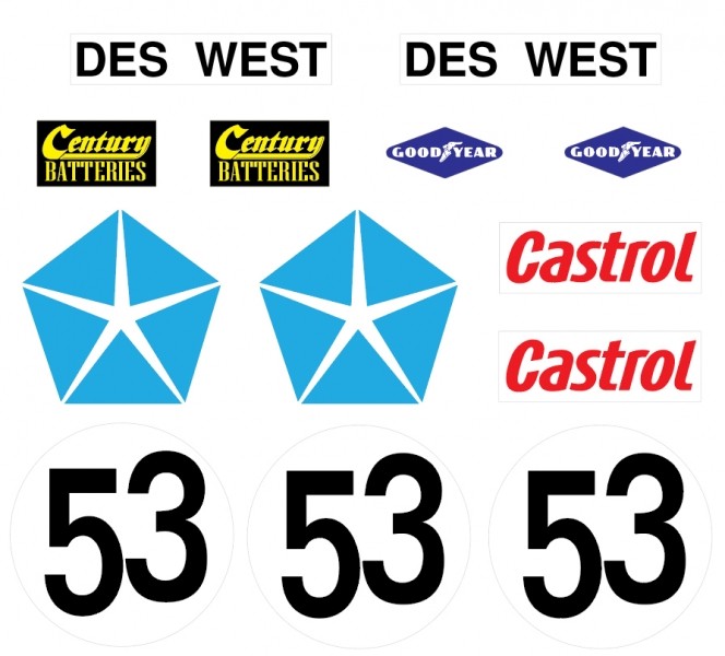Des West VG Pacer Homologation Decal Kit - Period Racing Decals ...