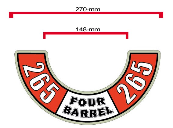 Custom "265 Four-Barrel" Air Cleaner Decal - Engine Bay Decal - Decals ...